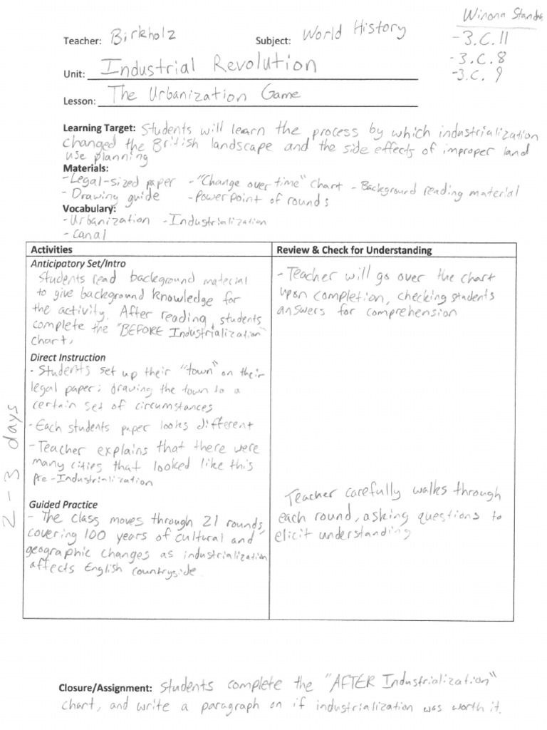 Urbanization Game Lesson Plan | PDF