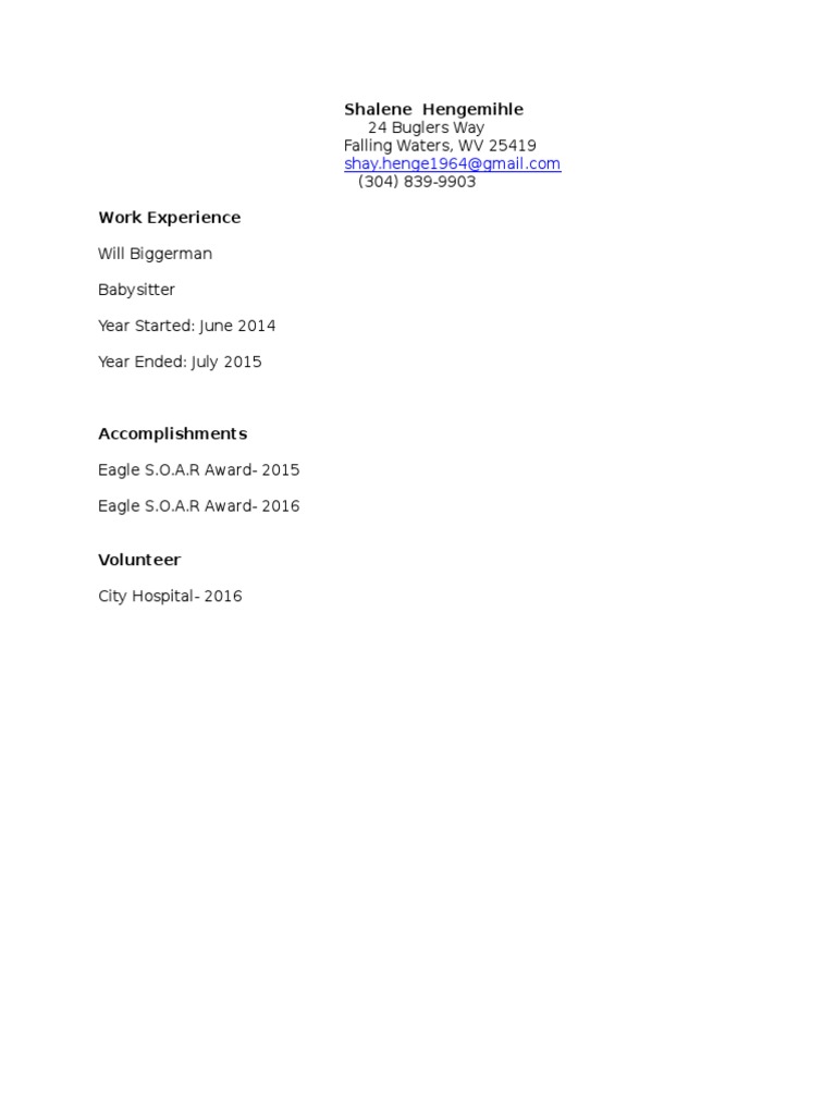 Shalene Hengemihle Resume Overview | PDF | Career & Growth