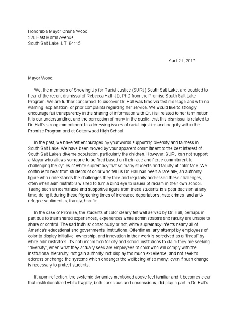 #FireWhiteFragility: SURJ - South Salt Lake Responds To The Recent ...