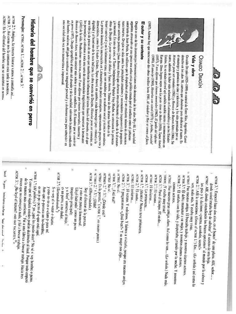 Historia Del Hombre Que Se Convirtió en Perro, de Osvaldo Dragún ...