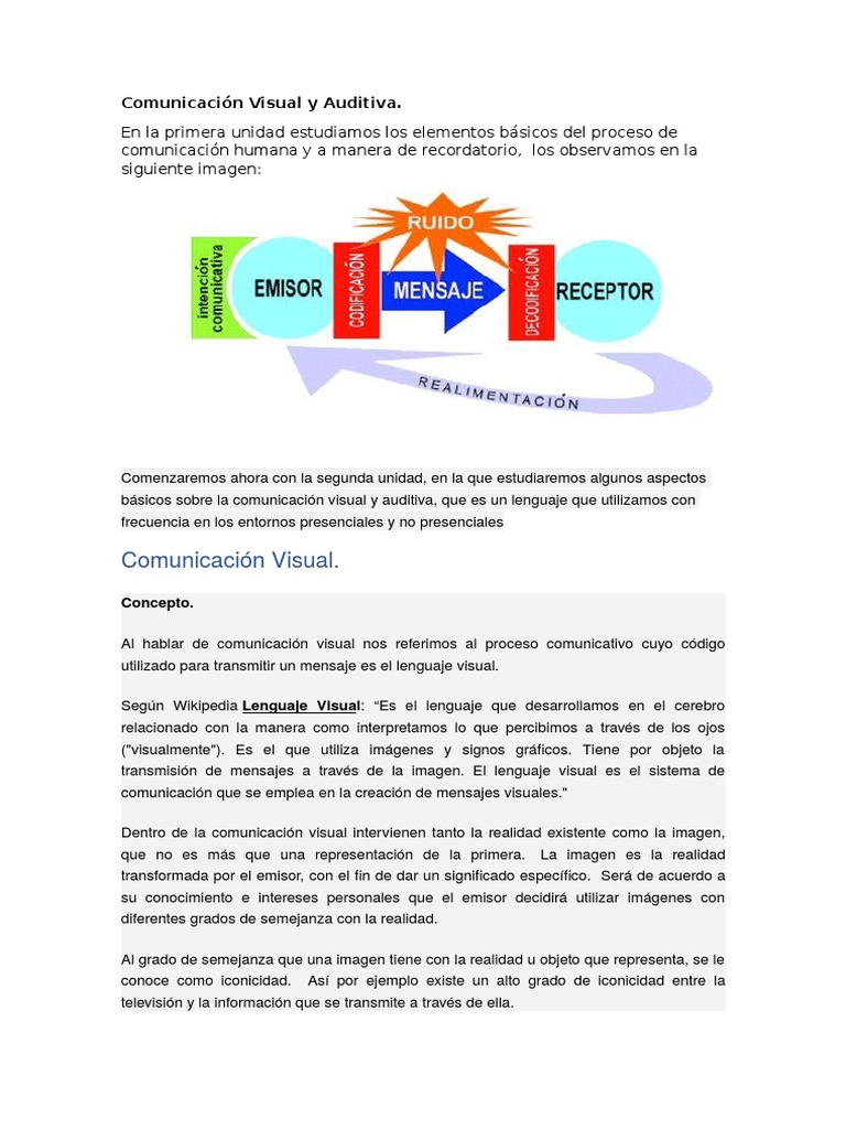 Comunicación Visual y Auditiva: Conceptos Clave | PDF | Imagen ...