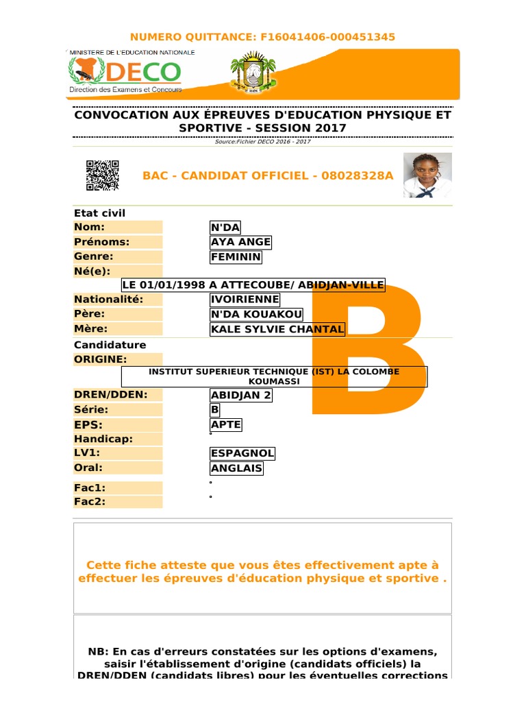 Convocation Aux Épreuves D'Education Physique Et Sportive - Session 2017 | PDF | Sports et loisirs