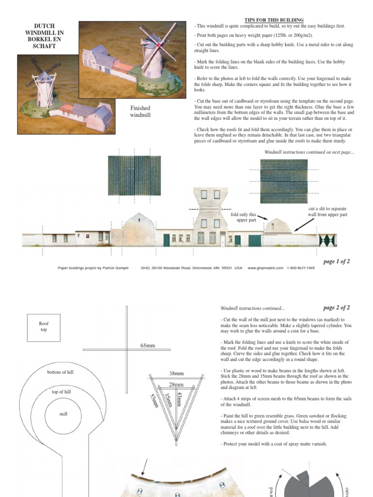 Step-by-Step Instructions for Building a Dutch Windmill Model | PDF ...
