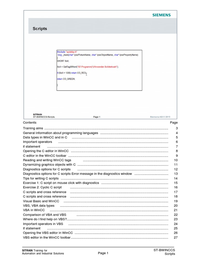 SITRAIN Training For: Automation and Industrial Solutions | PDF ...