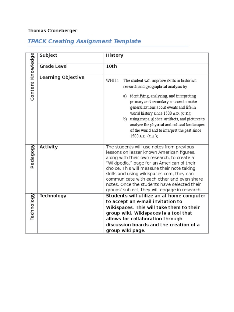 Tpack Template Creating TT | PDF | Wiki | Wikipedia