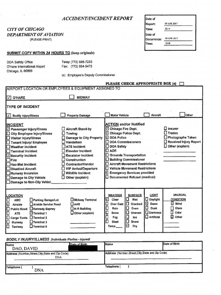 Accident Incident Report | PDF