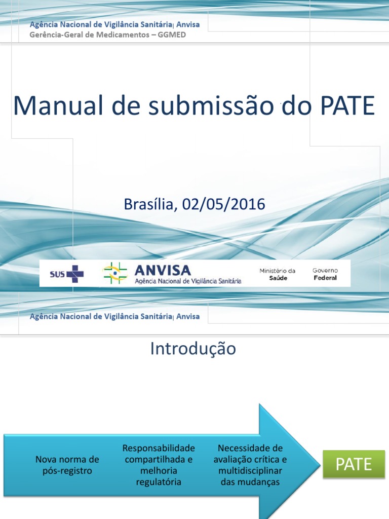 Manual de Submissão do PATE Anvisa | PDF | Farmacêutico | Embalagem e ...