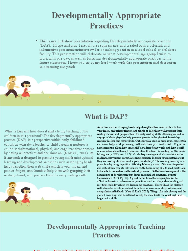 Developmentally Appropriate Practices Pdf Child Development