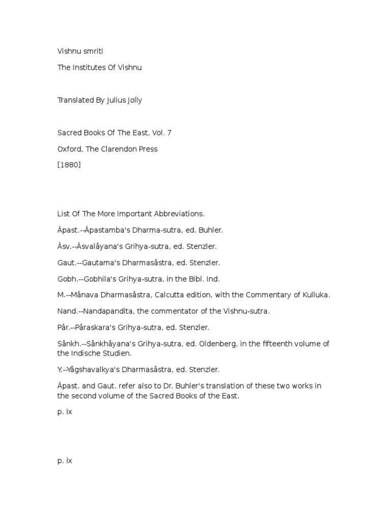 Overview of Vishnu Smriti Texts | PDF | Vedas | Religious Books