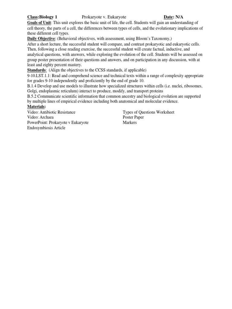 Prokaryote vs Eukaryote Cell Study | PDF | Prokaryote | Cell (Biology)