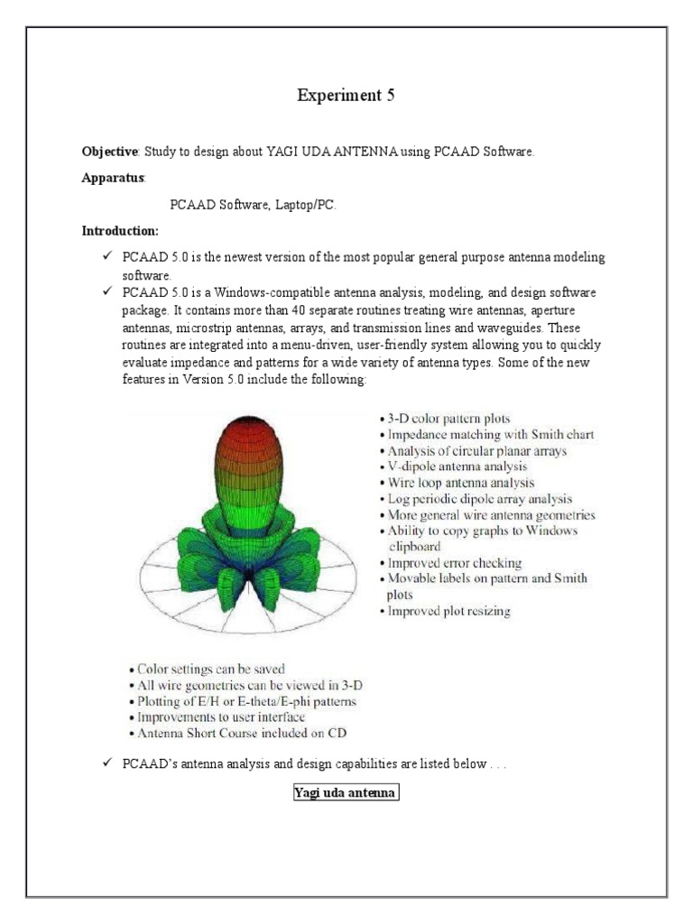 Experiment 5: Objective: Study To Design About YAGI UDA ANTENNA Using ...