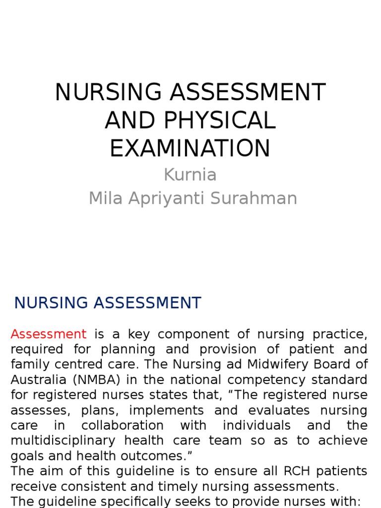 Nursing Assessment and Physical Exam Guide | PDF | Physical Examination ...
