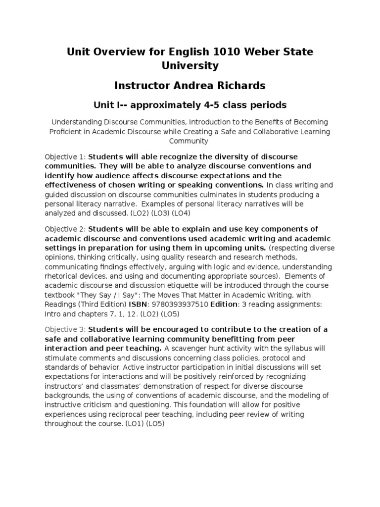 Sample Unit Overview | PDF | Lecture | Essays