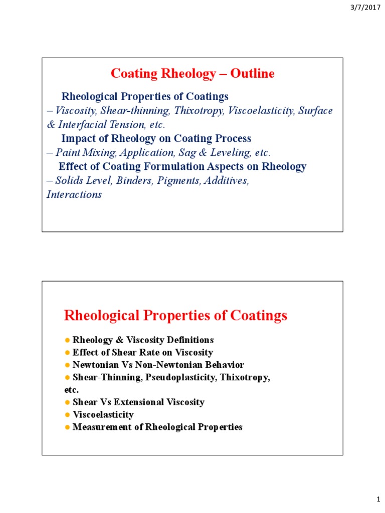 Coating Rheology - Outline: Rheological Properties of Coatings | PDF ...