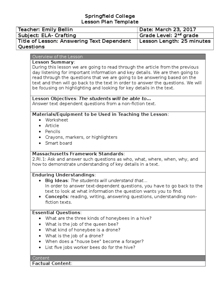 2nd Grade ELA Lesson on Honeybees | PDF | Honey Bee | Western Honey Bee