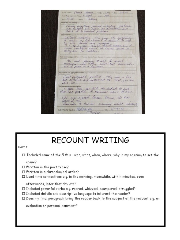 Recount Writing Rubric | PDF | Syntax | Syntactic Relationships