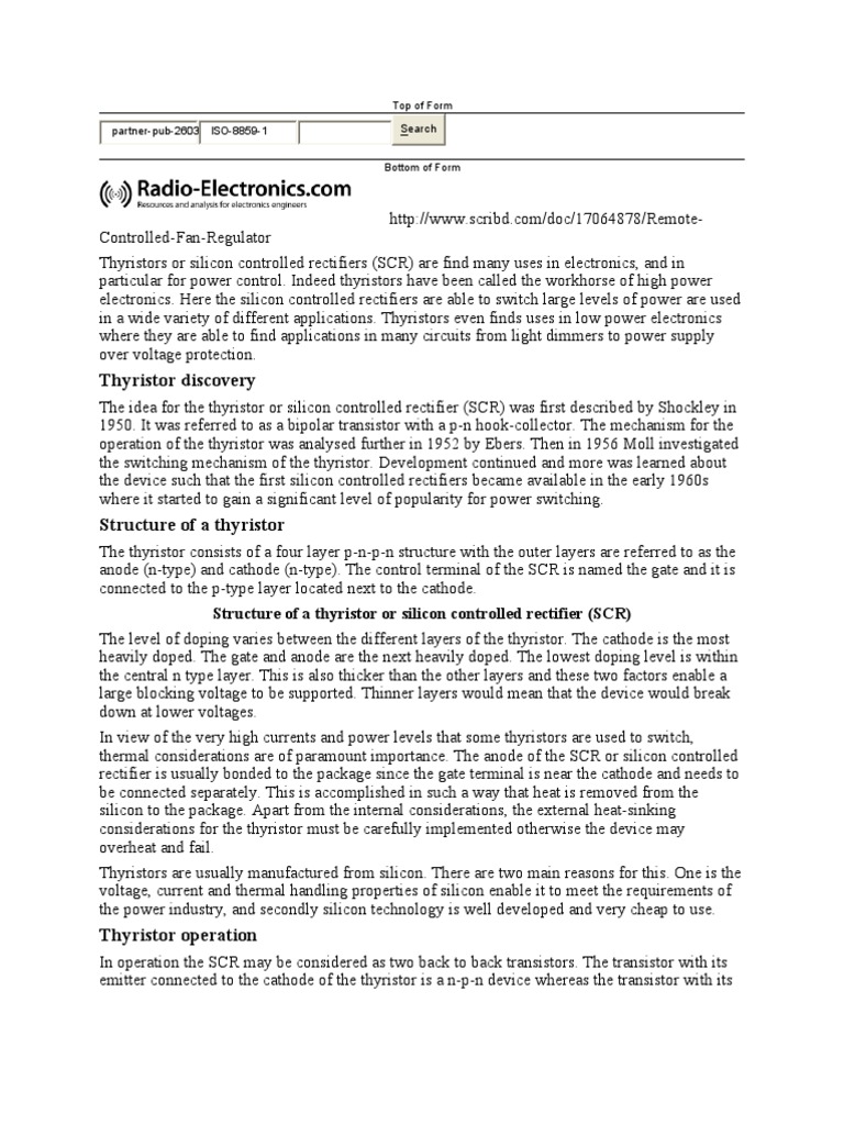 Thyristors or Silicon Controlled Rectifiers | PDF | Field Effect Transistor | Mosfet