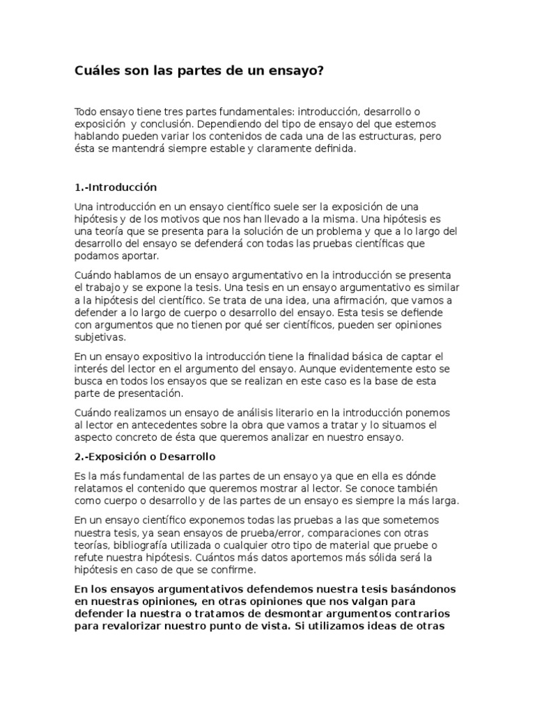 Partes de Un Ensayo[1] | Ensayos | Epistemología