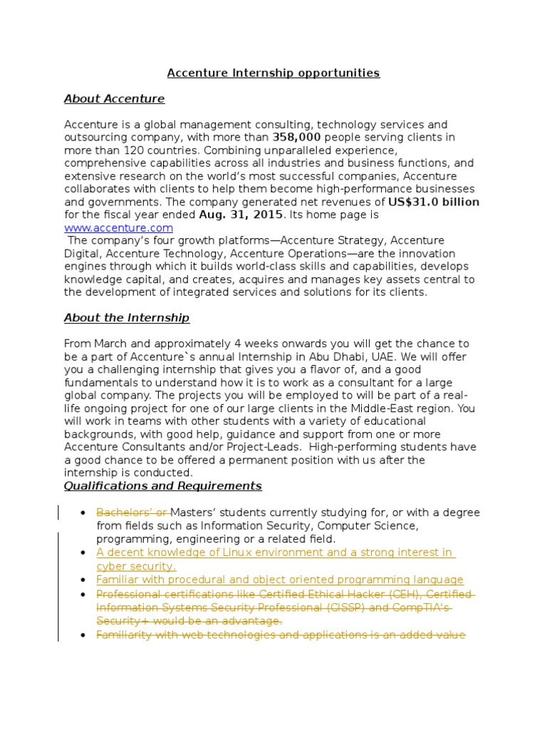 Accenture Internship Opportunities - AR Review | PDF | Accenture ...