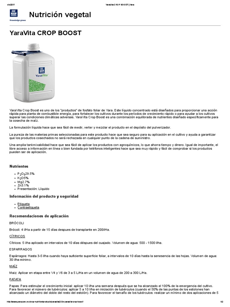 YaraVita Crop Boost para Maíz | PDF | Patata | Maíz
