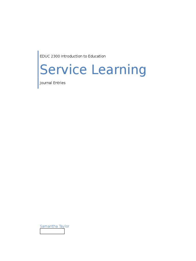 Service Learning Project 2300 | PDF | Service Learning | Teachers