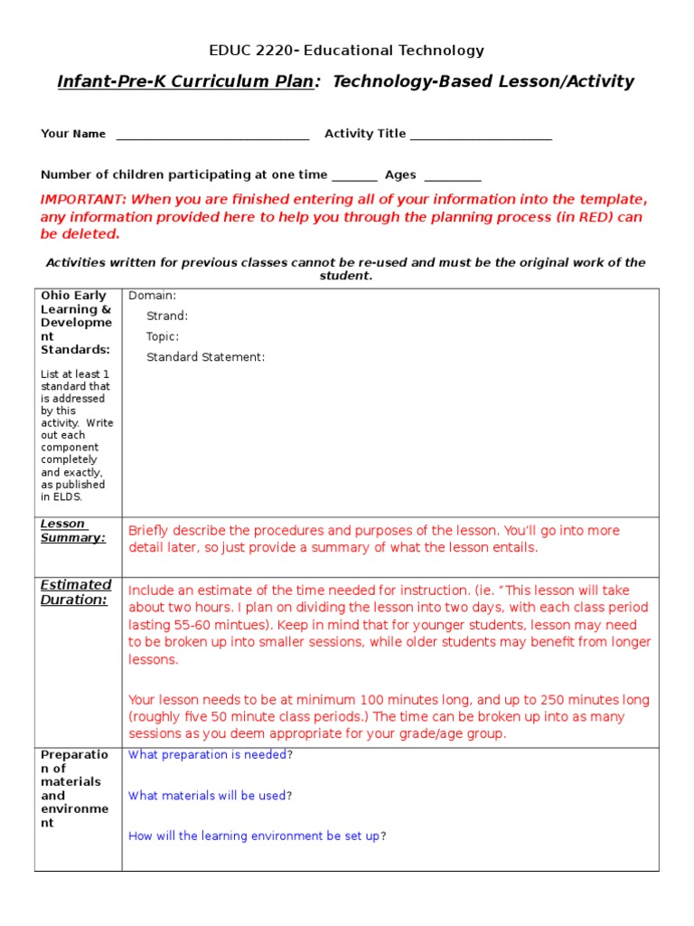 Ed Tech ECDE Activity Plan | PDF | Differentiated Instruction | Sharing