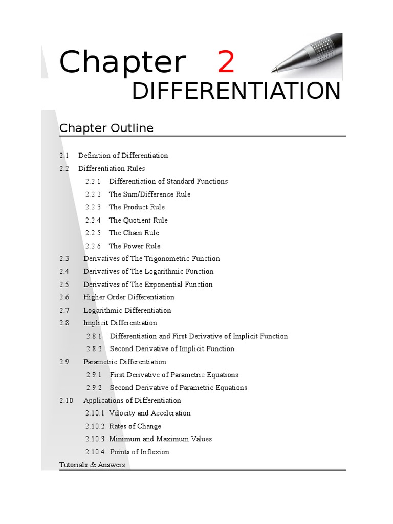 Chapter 2 Differentiation | PDF | Derivative | Tangent