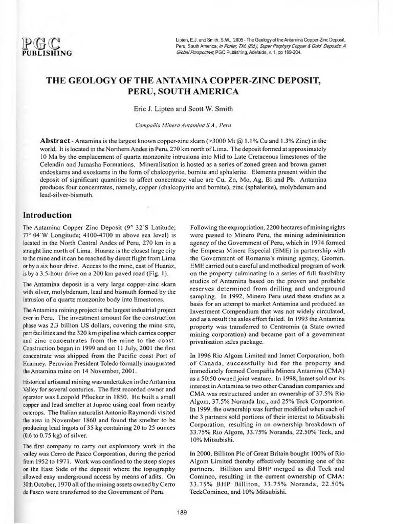 Antamina | PDF | Geology | Rocks