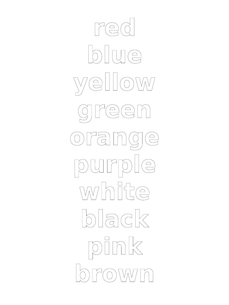 Red Blue Yellow Green Orange Purple White Black Pink Brown | PDF