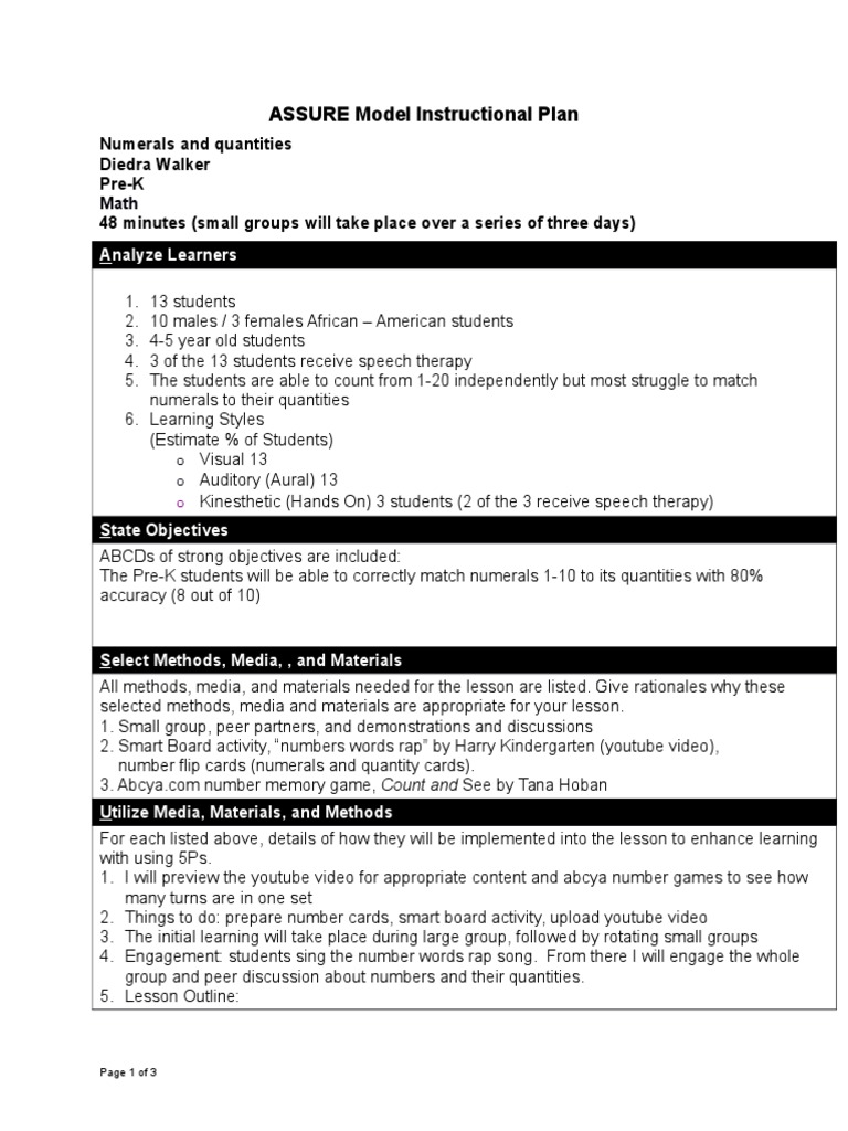 Assure Lesson Plan Template | PDF | Educational Assessment | Lesson Plan
