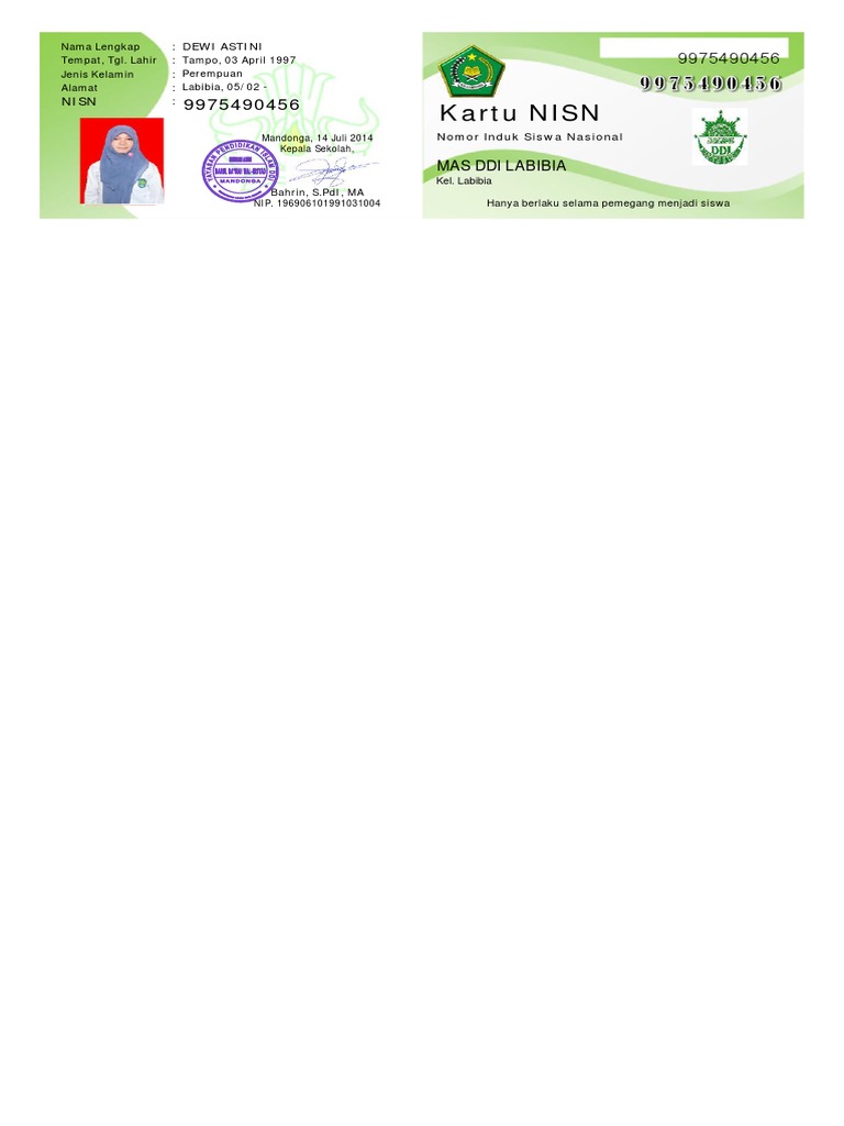 Aplikasi Cetak Kartu Nisn Mis Bani Hasan - XLSM | PDF