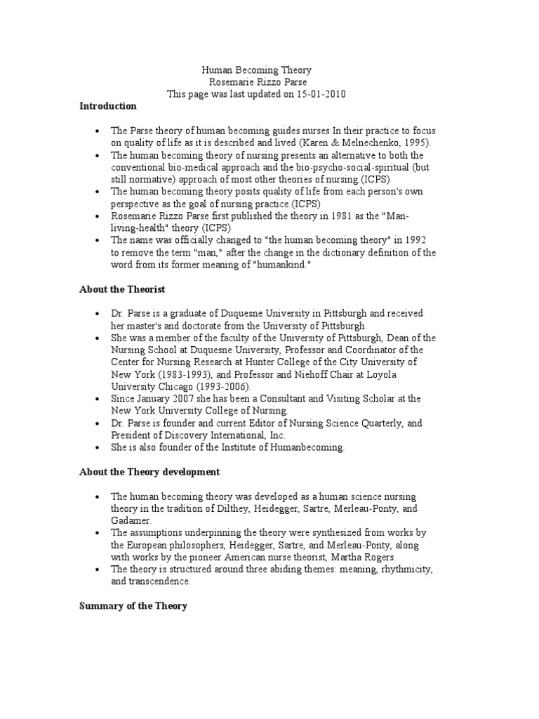 Human Becoming Theory Overview | PDF | Martin Heidegger | Paradigm