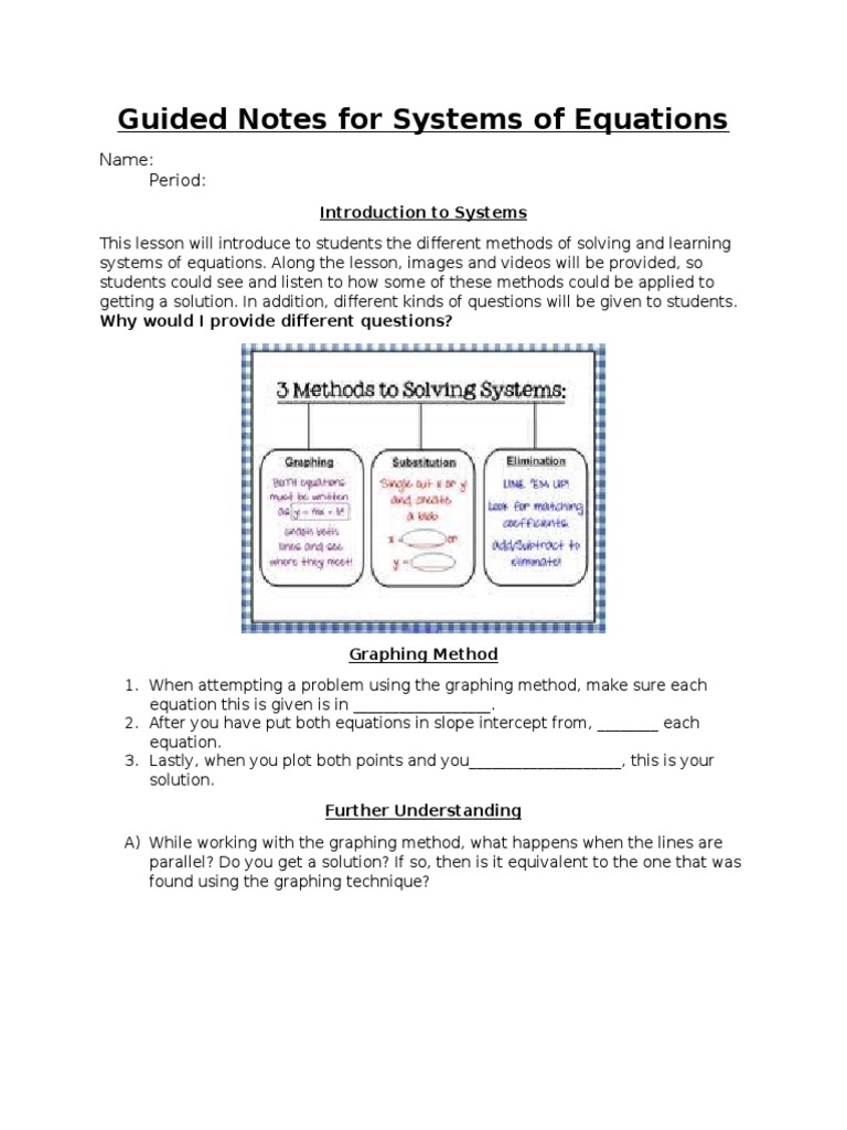 Guided Notes For Systems of Equations | PDF | Mathematics Of Computing ...