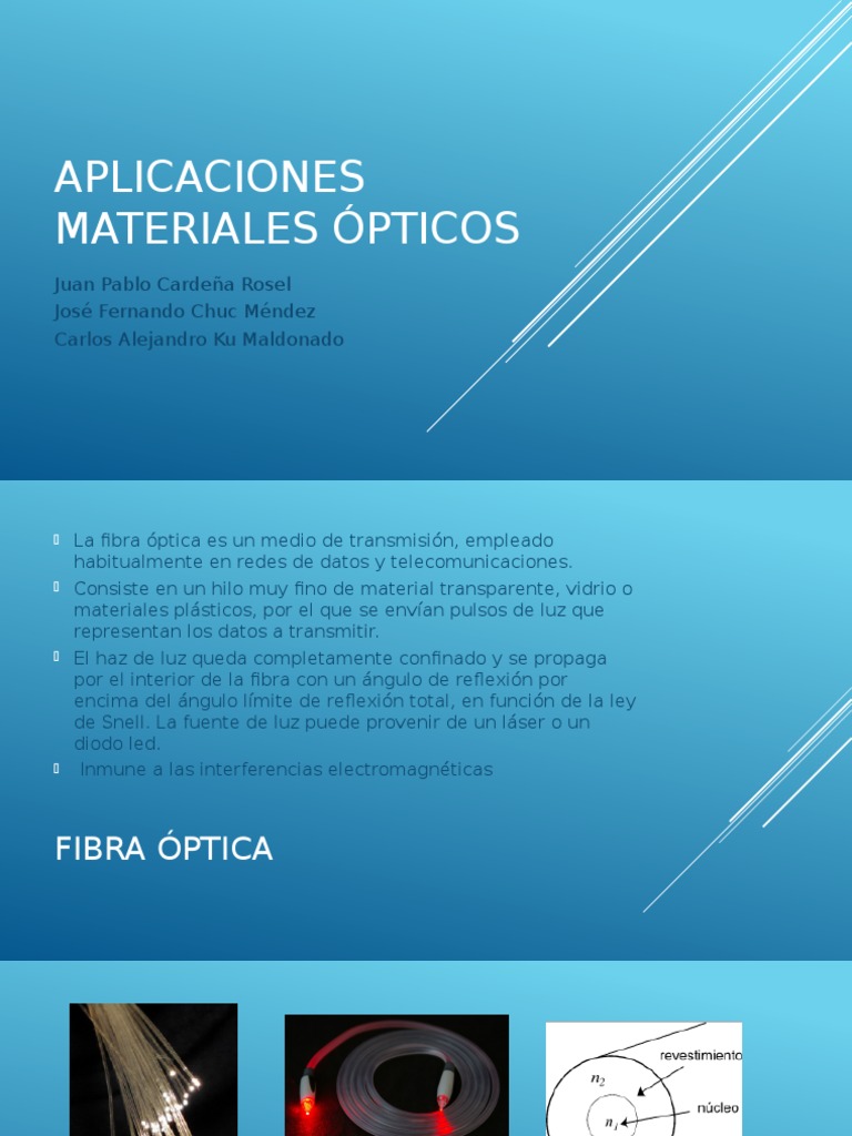 Aplicaciones Materiales Ópticos | PDF | Láser | Óptica