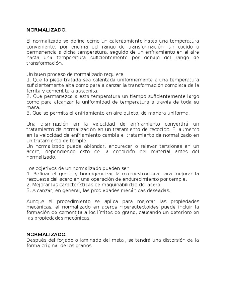 Normalizado | PDF | Acero | Ciencia de los materiales