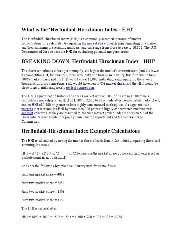 HHI Index | PDF | Business Economics | Economies