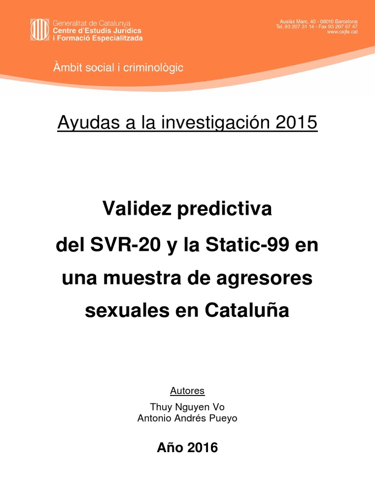 Validez Predictiva SVR-20 STATIC-99 - Castellano | PDF | Delito | Información