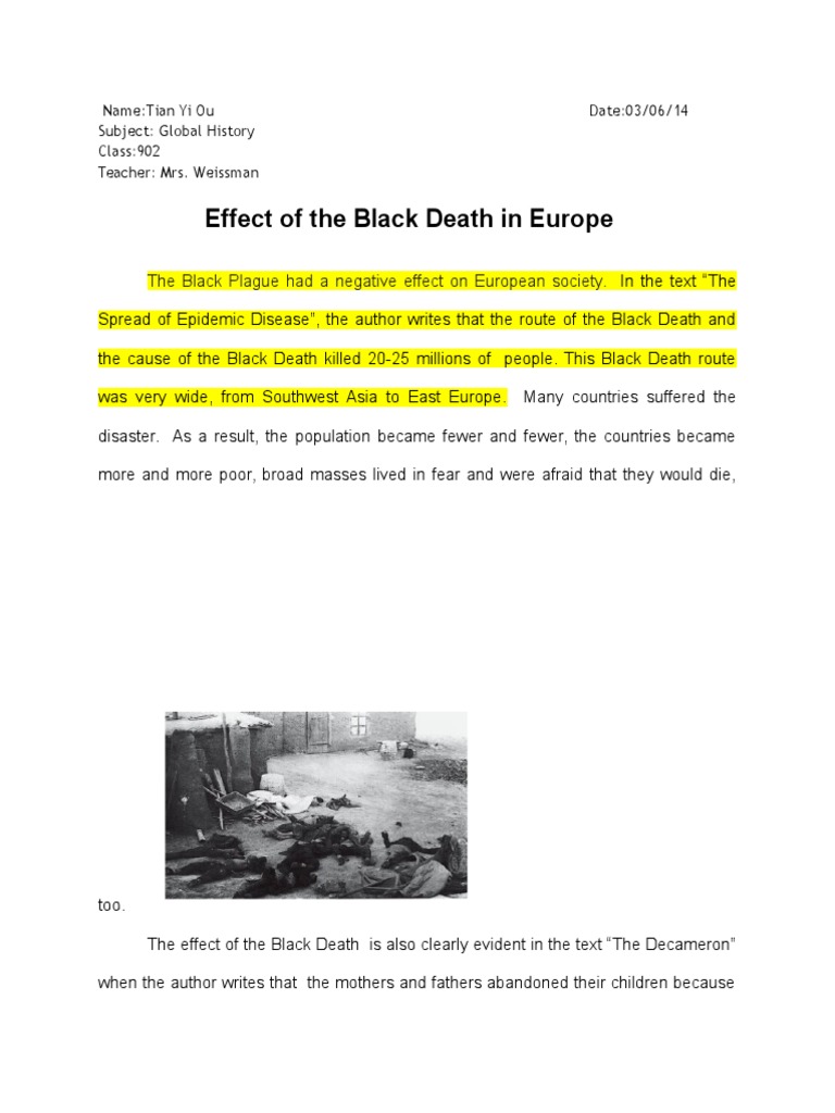 Effect of The Black Death in Europe | Download Free PDF | Black Death ...