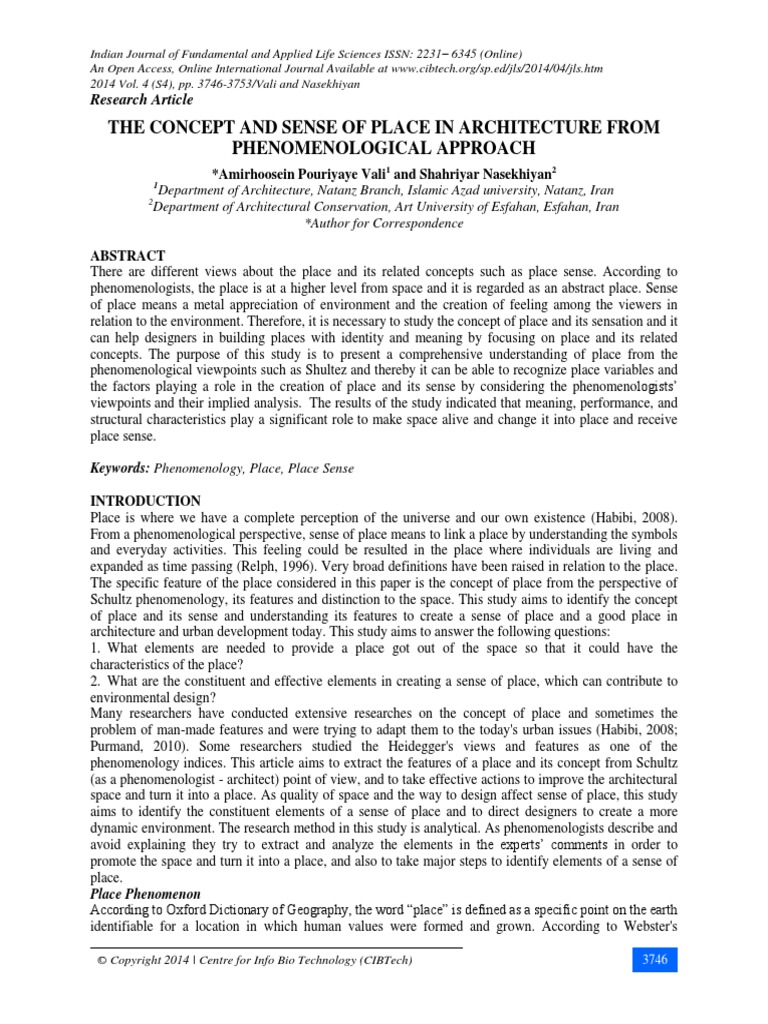 Concept and Sense of Place | PDF | Phenomenology (Philosophy) | Space