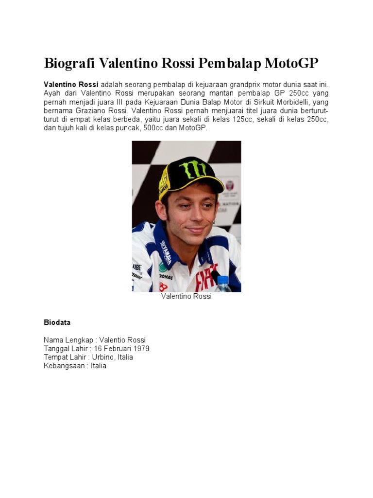 Biografi Valentino Rossi | PDF