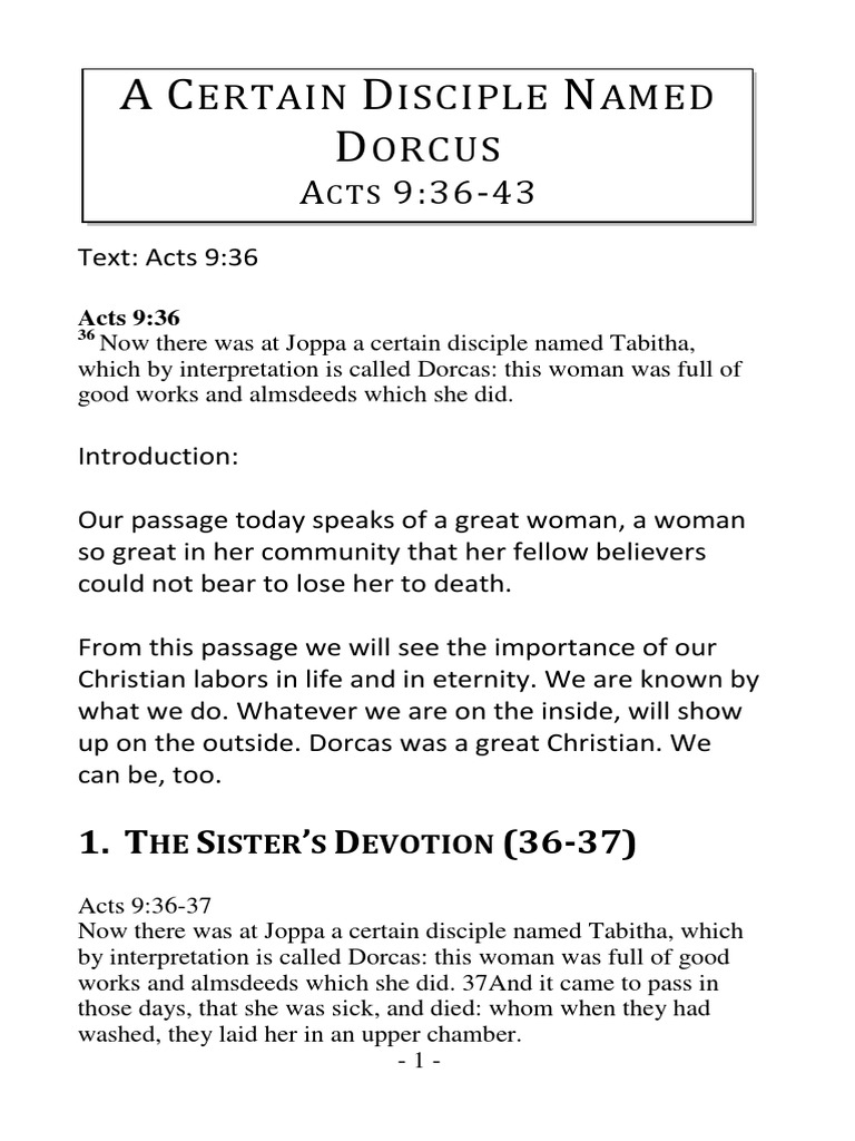 Dorcas: A Disciple's Legacy | PDF | Saint Peter | The Gospel
