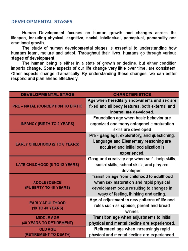 Developmental Stages | PDF | Developmental Psychology | Childhood