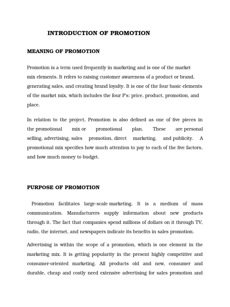 Introduction of Promotion | Download Free PDF | Promotion (Marketing ...