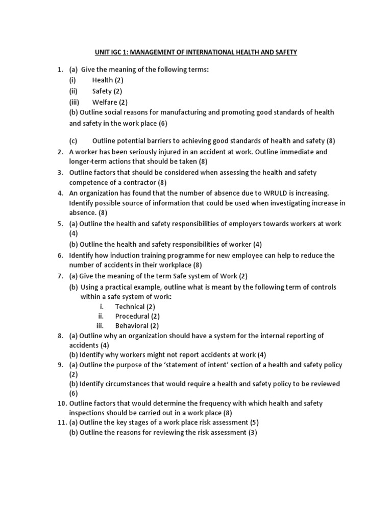 Unit Igc 1: Management of International Health and Safety | PDF