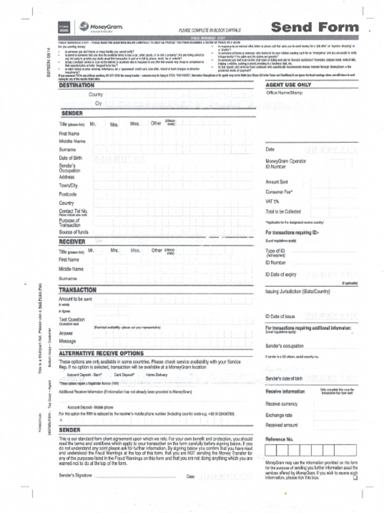 Moneygram Form | PDF