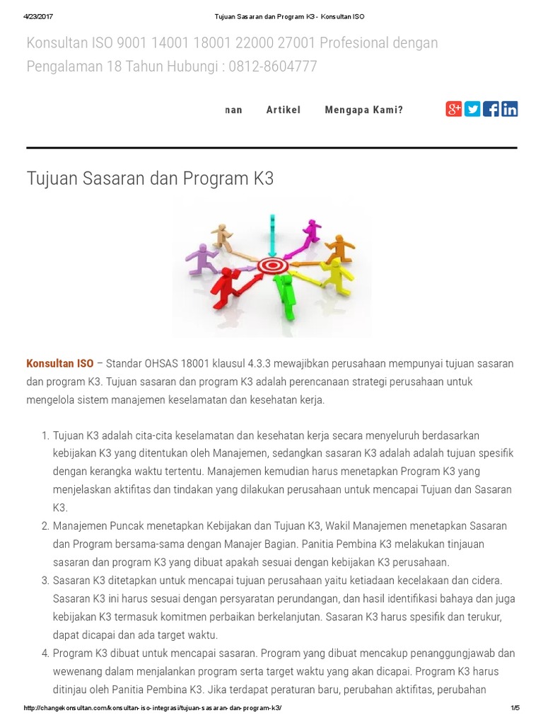 Tujuan Sasaran Dan Program K3 - Konsultan ISO PDF | PDF