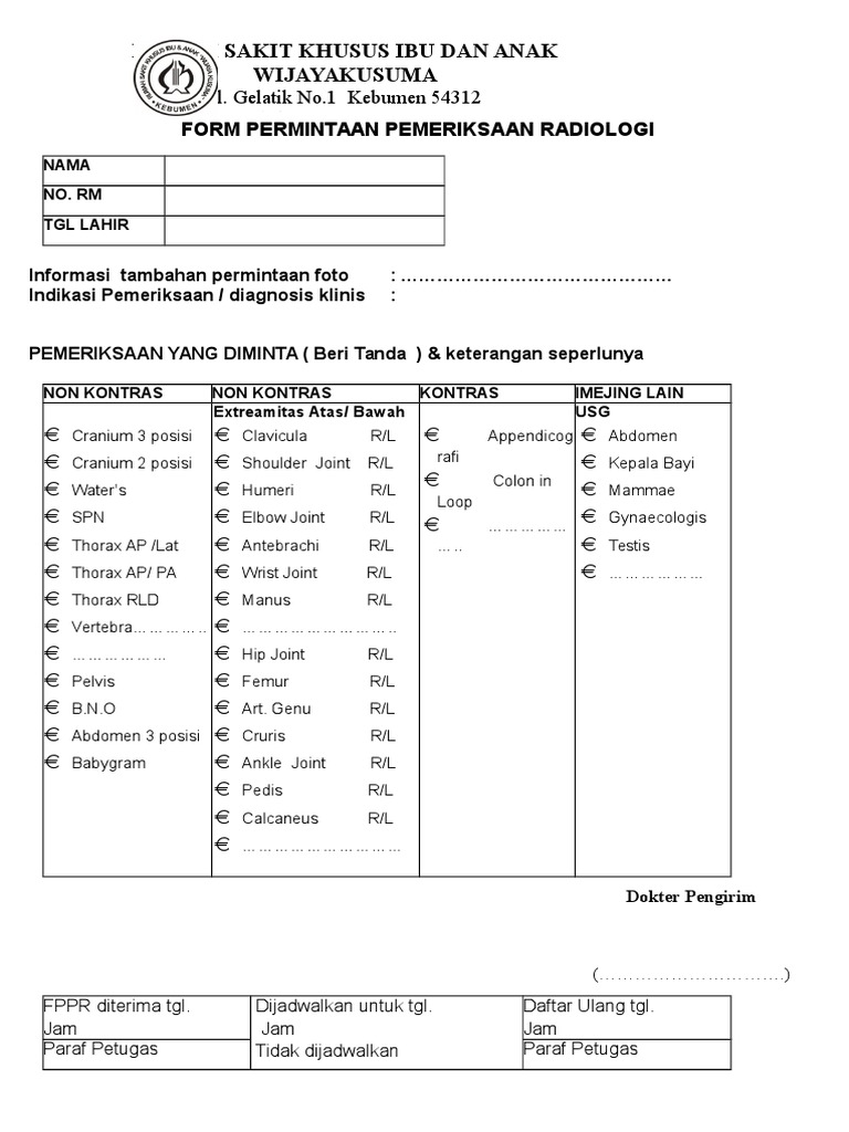 Form Permintaan Pemeriksaan Radiologi