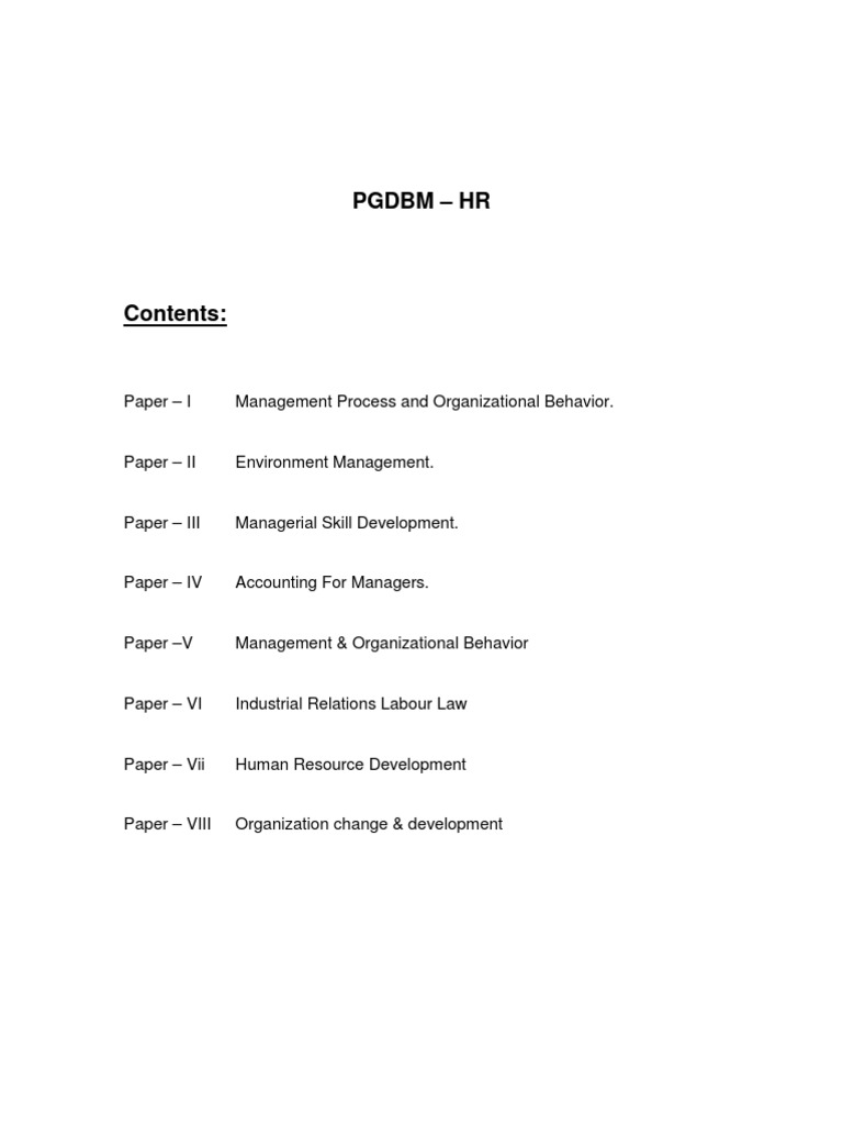 PGDBM HR - Syallabus | PDF | Organization Development | Leadership