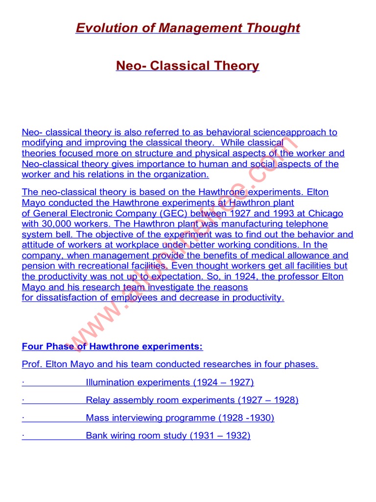 Neo Classical Theory of Management | Motivation | Self-Improvement