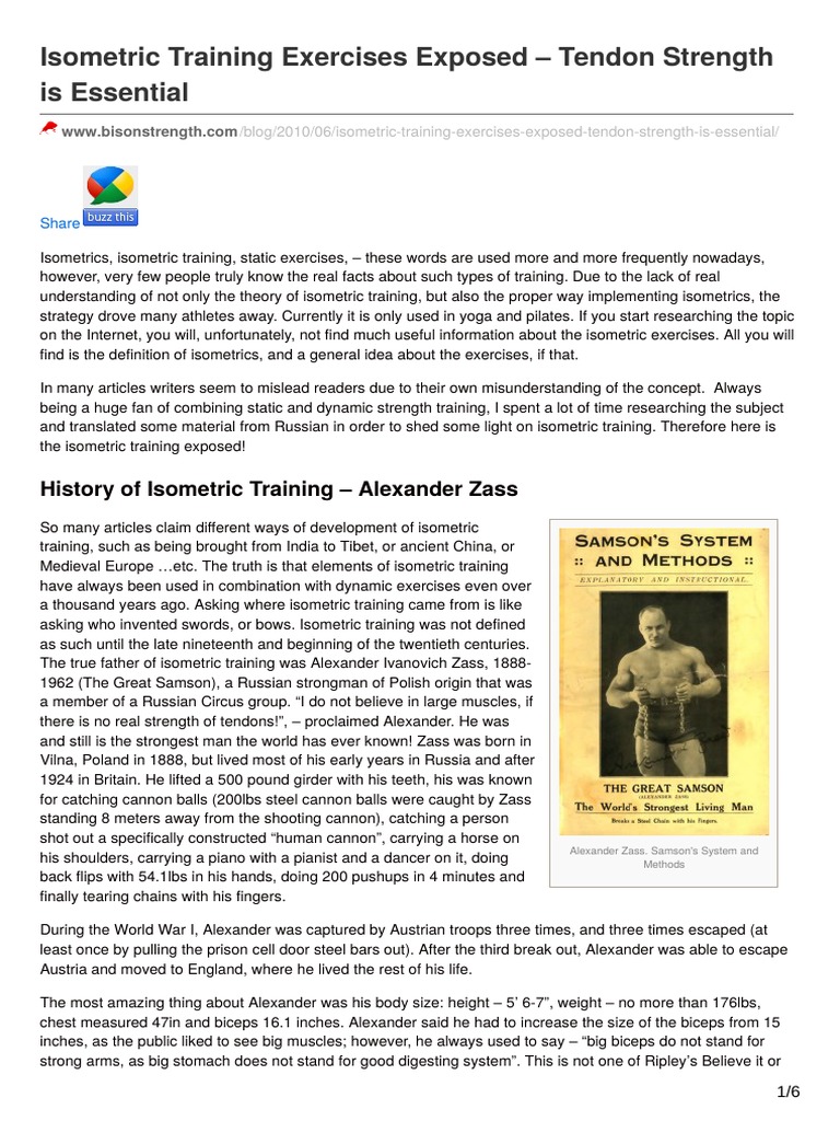 Alexander Zass and Isometric Training | PDF | Strength Training | Tendon